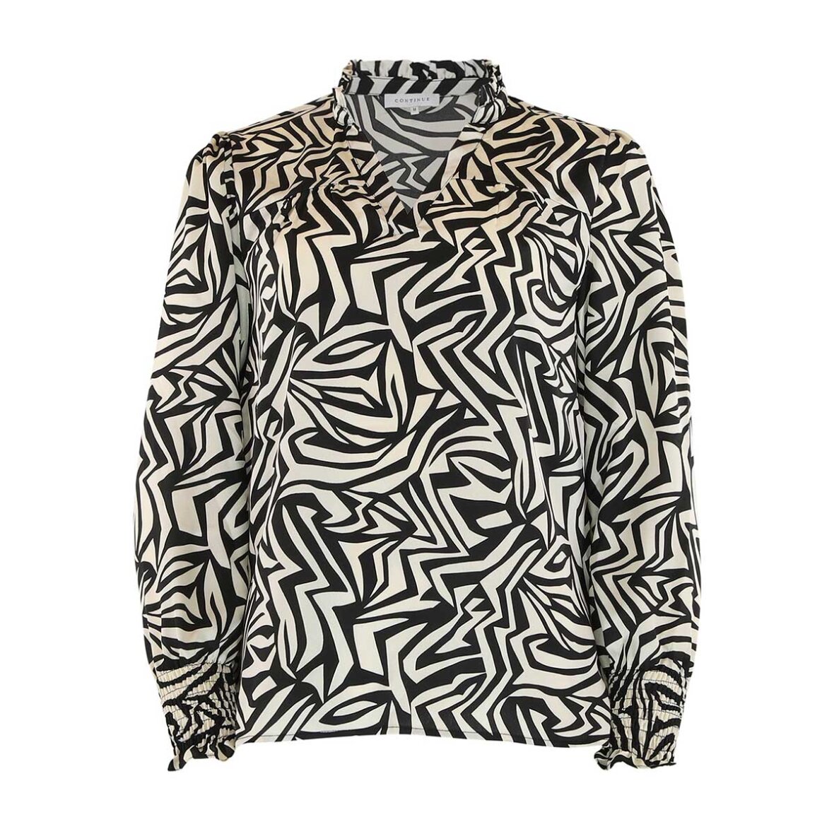CONTINUE COPENHAGEN ASTA GRAFIC BLUSE | SORT/HVID - Stokværk