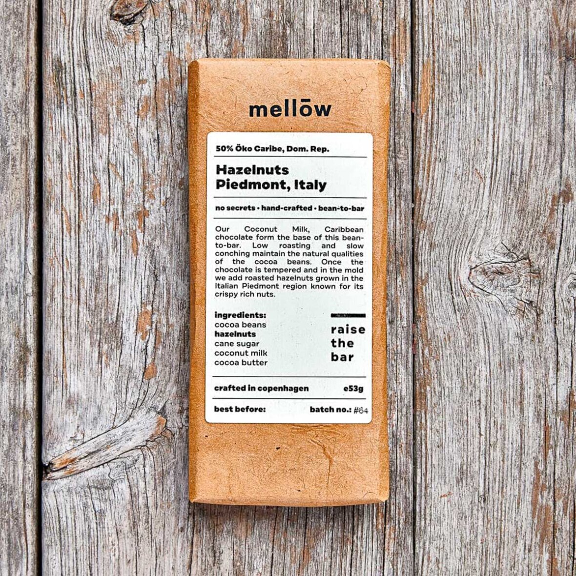 MELLOW CHOCOLATE CHOKOLADEBAR 60G | PIEMONTE HASSELNØDDER ITALIEN ...