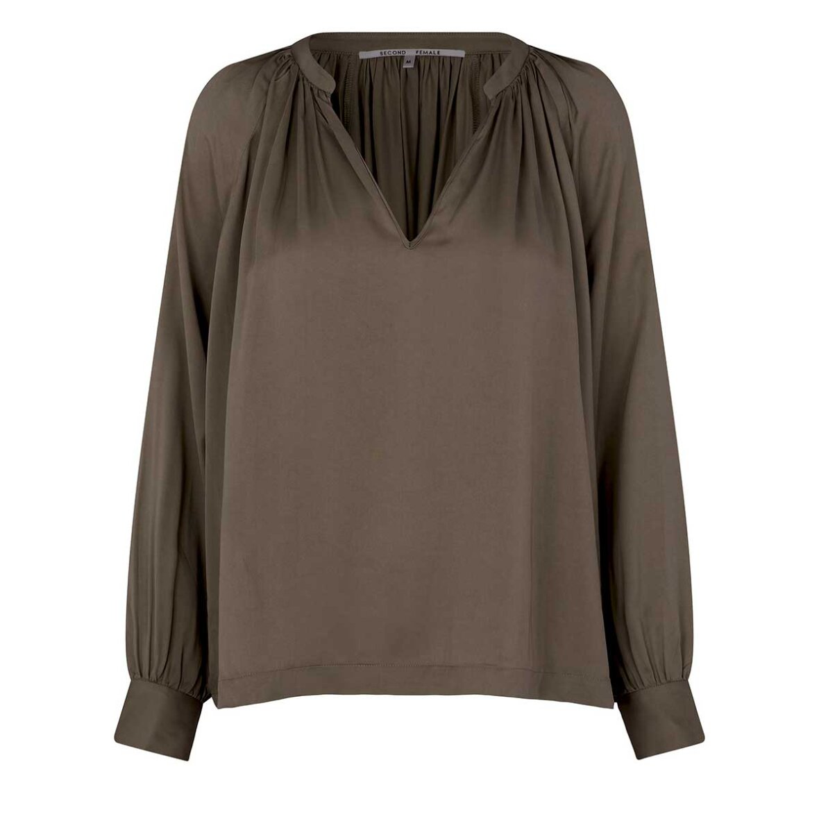 SECOND FEMALE DRAPE TUNIC BLUSE | MAJOR BROWN - Stokværk